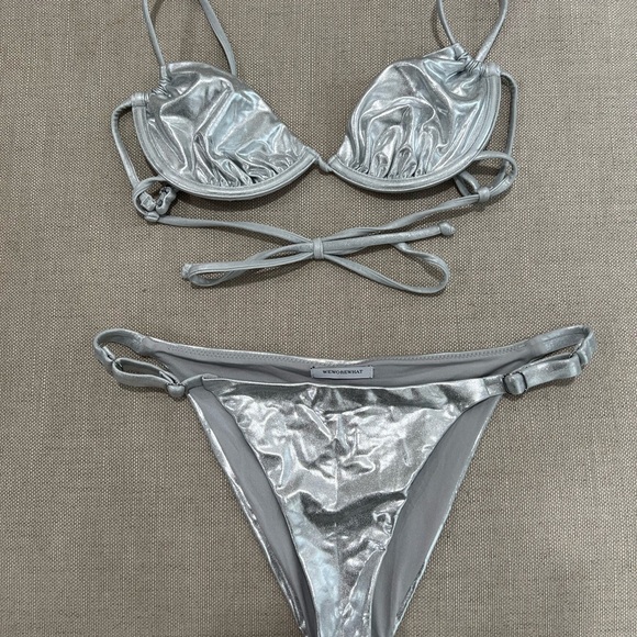 Swim | Silver Metallic Bikini Set | Poshmark
